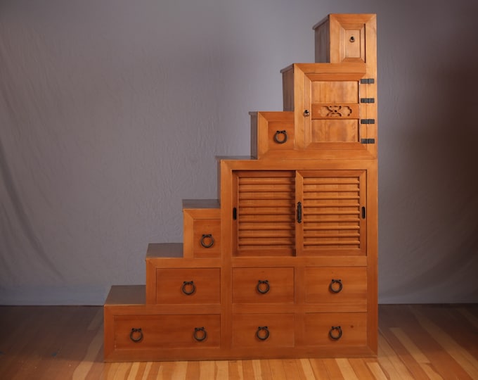 Japanese Tansu Miniature Step Cabinet - Etsy