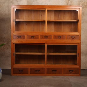 Antique Japanese Glass Display Tansu 2 Section (24N-E10) - Etsy