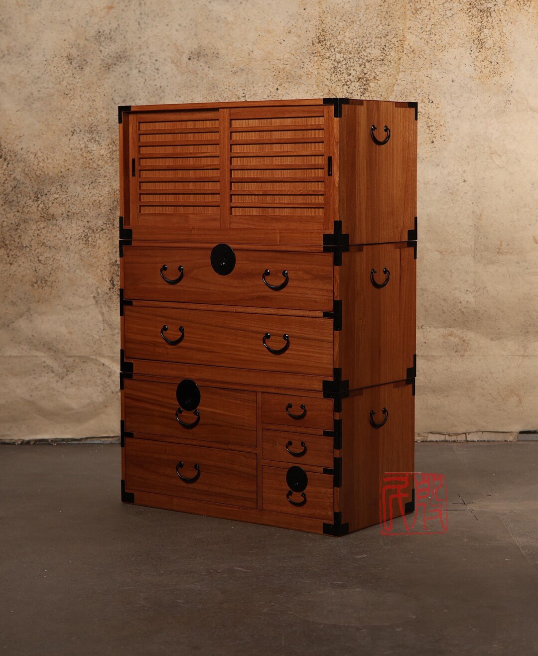 Japanese Style 3 Sections Clothing Chest, Dresser, Isho Dansu. (KB14 ...