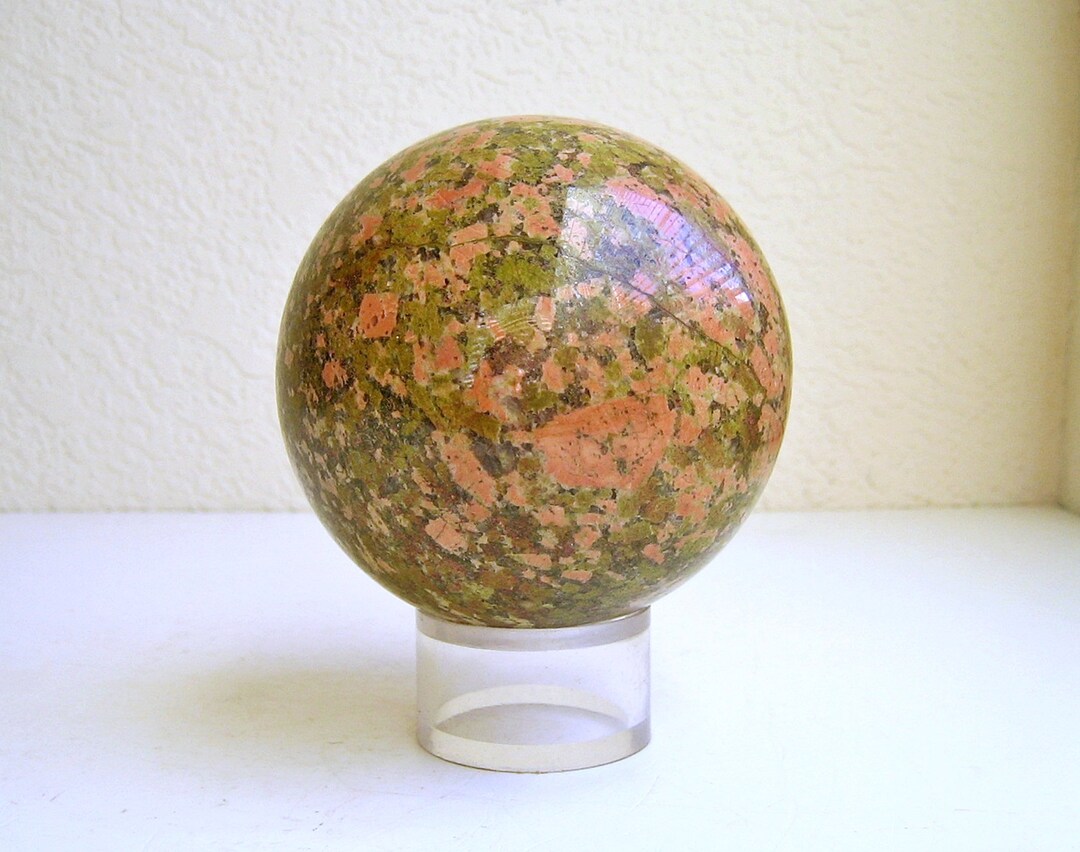 Large Unakite Gemstone Sphere Display From the Ptomac River in Maryland ...