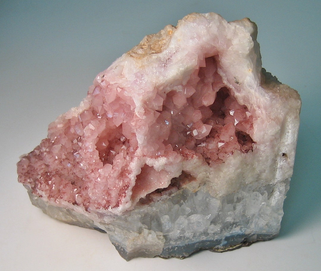 Pink Rose Quartz Geode Display Specimen From Brazil, Drusy Crystal ...