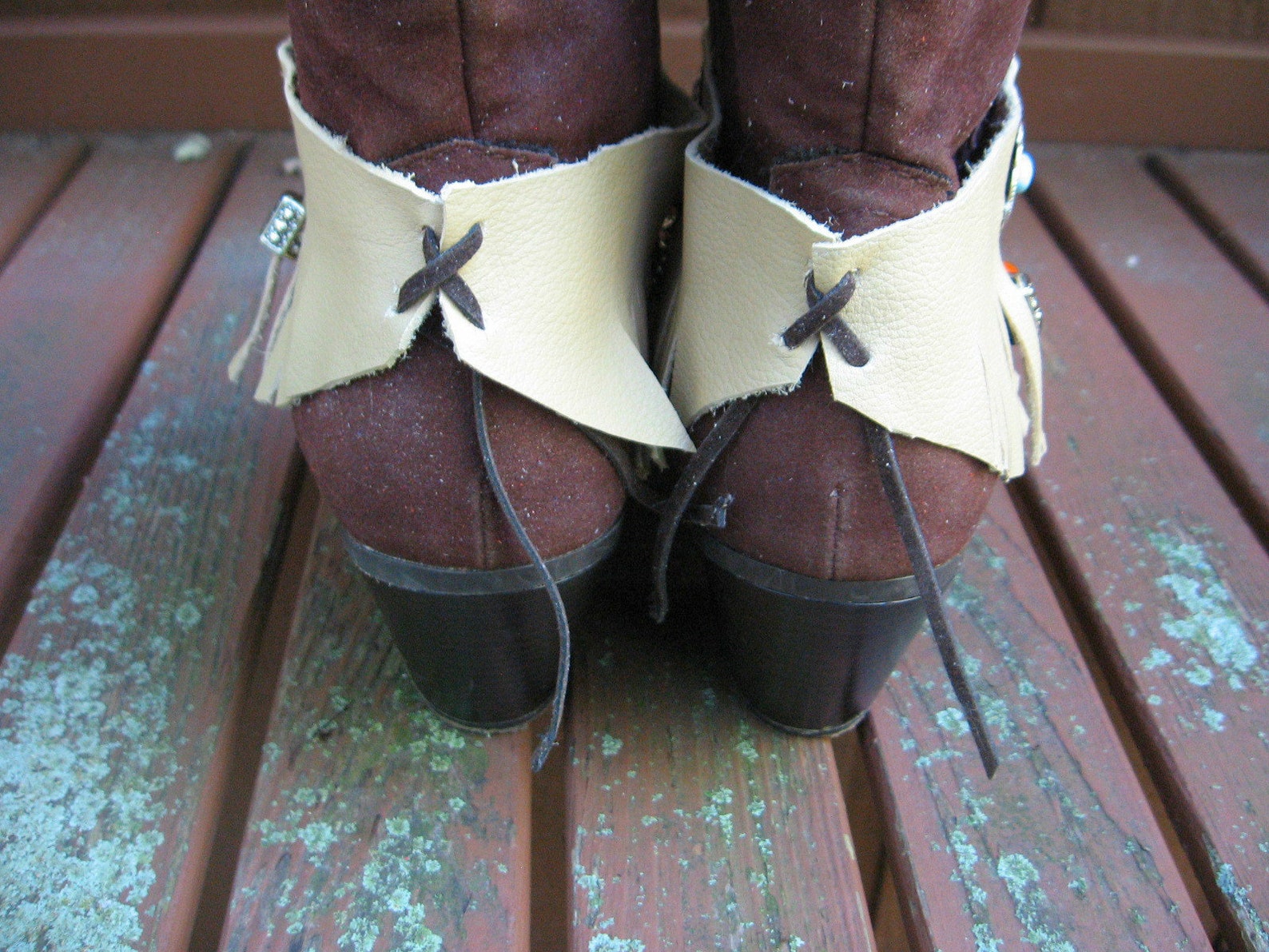 Boho Leather Boot Cuffs Fringed Covers Wraps Straps - Etsy.de