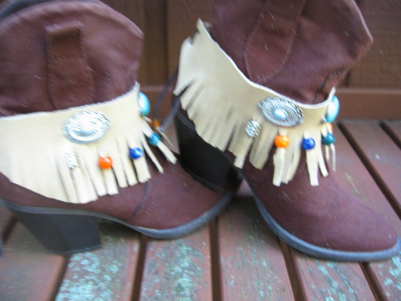 Boho Leather Boot Cuffs Fringed Covers Wraps Straps - Etsy