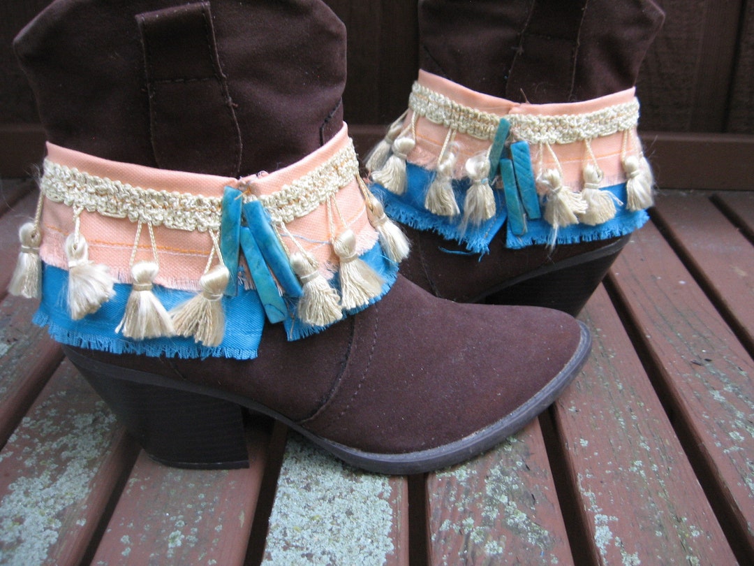 Boho Boot Cuffs, Covers, Wraps, Straps, Bohemian Hippie Gypsy Festival ...