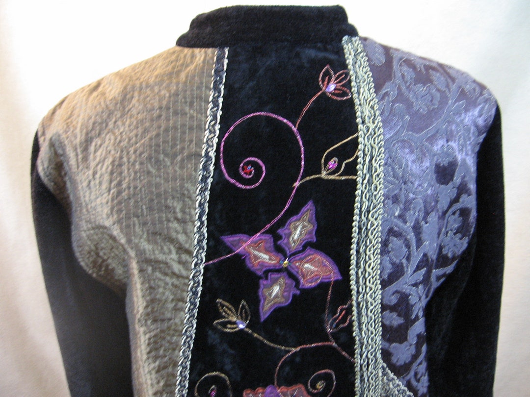 Vintage Flashback Patchwork Jacket, Applique Embroidery, Embellished ...