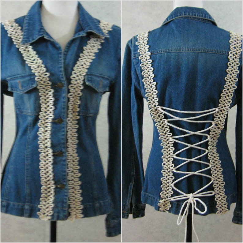 Denim Jacket Lace up Corset Back Upcycled Restyled Festival Clothing ...