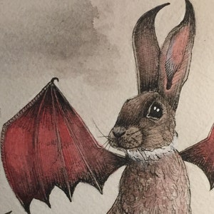 Mini Devil Bunny Halloween Print Epson Velvet Fine Art Paper 5x5 - Etsy