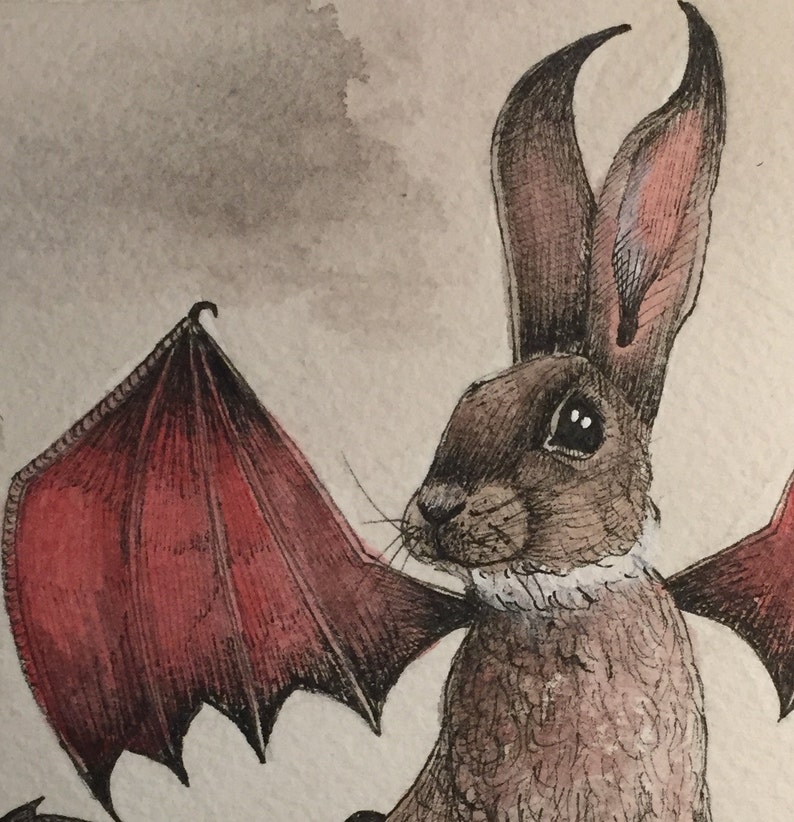 Mini Devil Bunny Halloween Print Epson Velvet Fine Art Paper 5x5 - Etsy