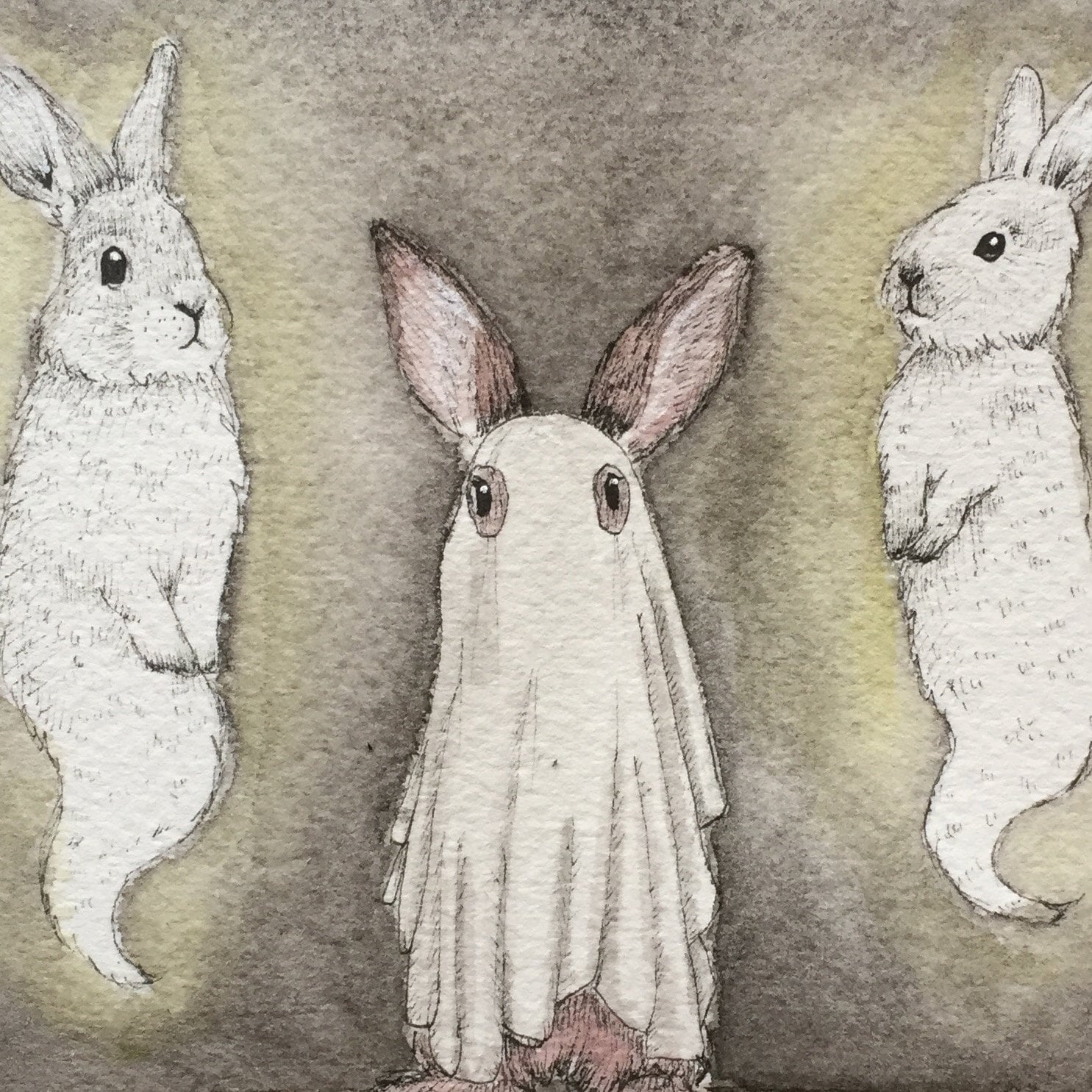 Mini Three Little Ghost Bunnies Print Epson Velvet Fine Art - Etsy