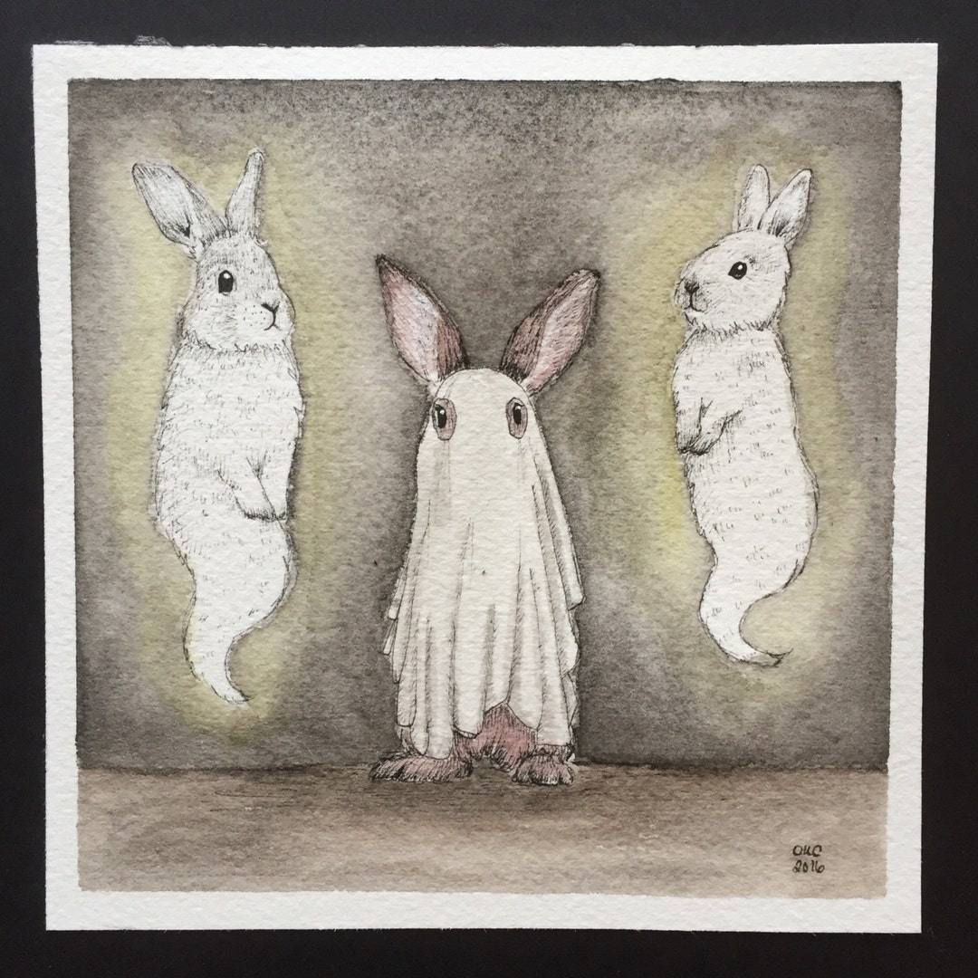 Mini Three Little Ghost Bunnies Print Epson Velvet Fine Art Paper 5x5 ...