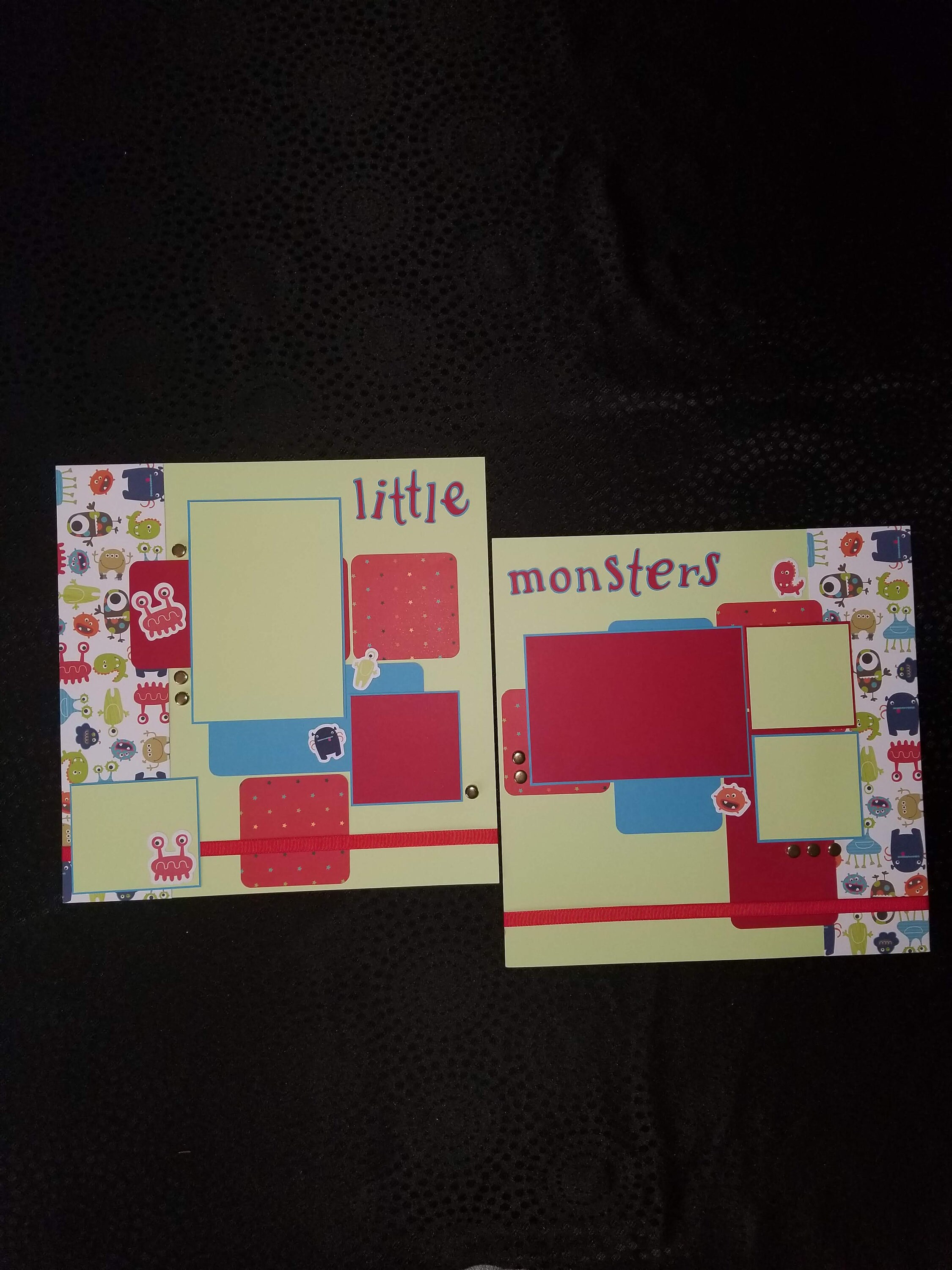 Little Monsters 12 X 12 Scrapbook in a Minute Double Layout - Etsy
