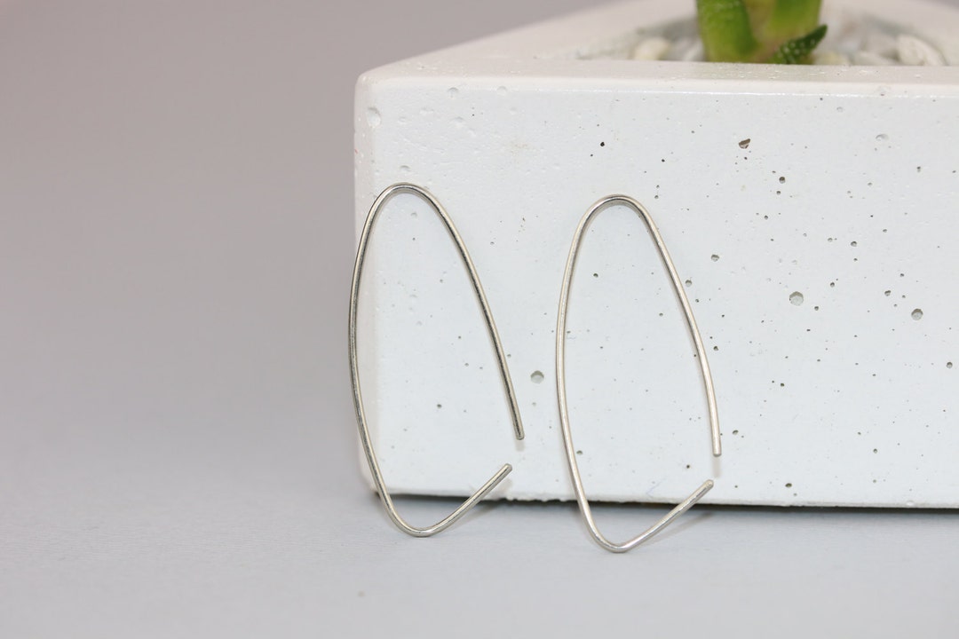 Arc Hoop Earrings 2 Ways to Wear Minimalist Wire Earrings Geometric Ear ...