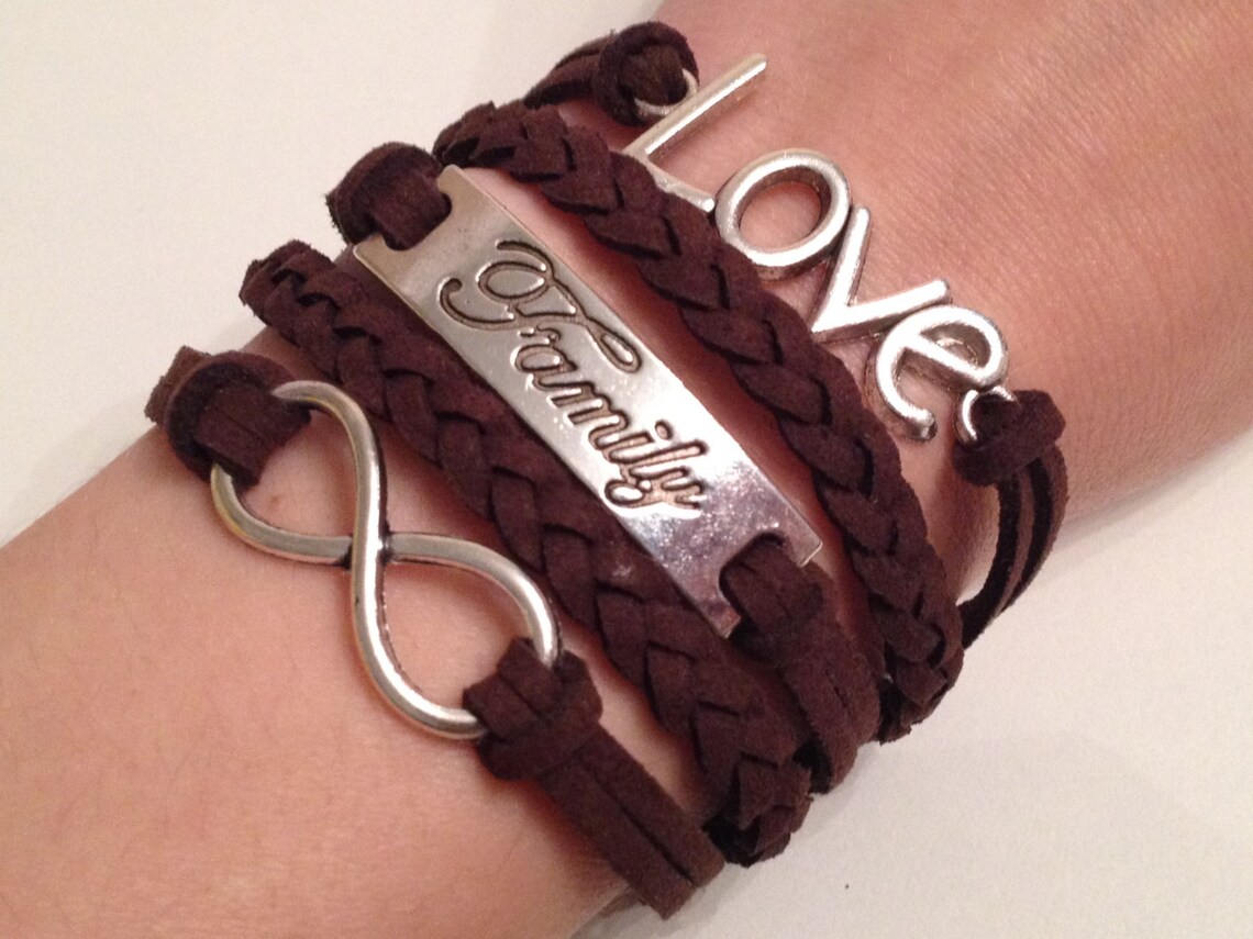 Love bracelet Family bracelet Infinity bracelet Dark Brown | Etsy