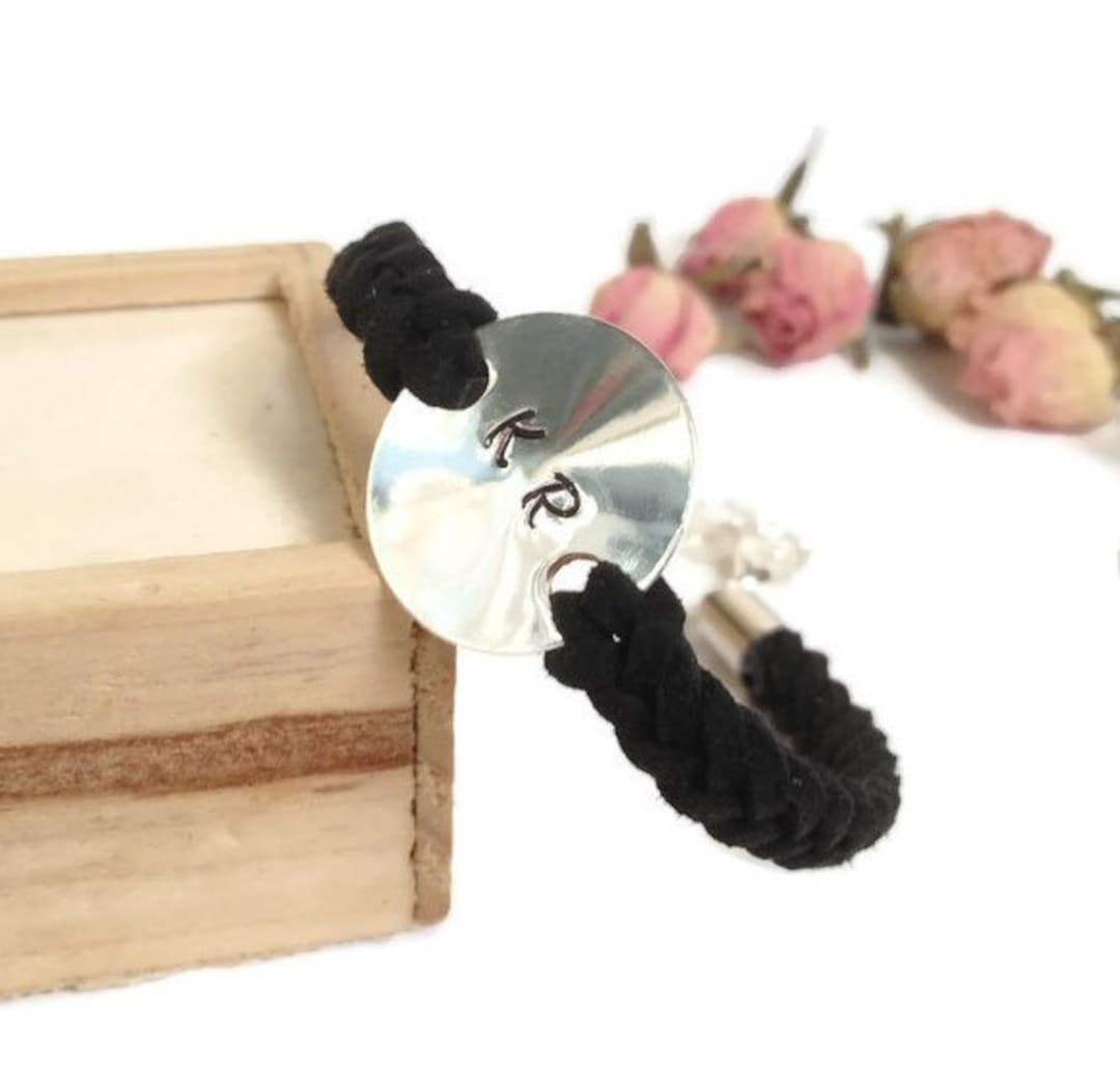 Hand Stamped Initials Bracelet Personalized ID Bracelet Name ...
