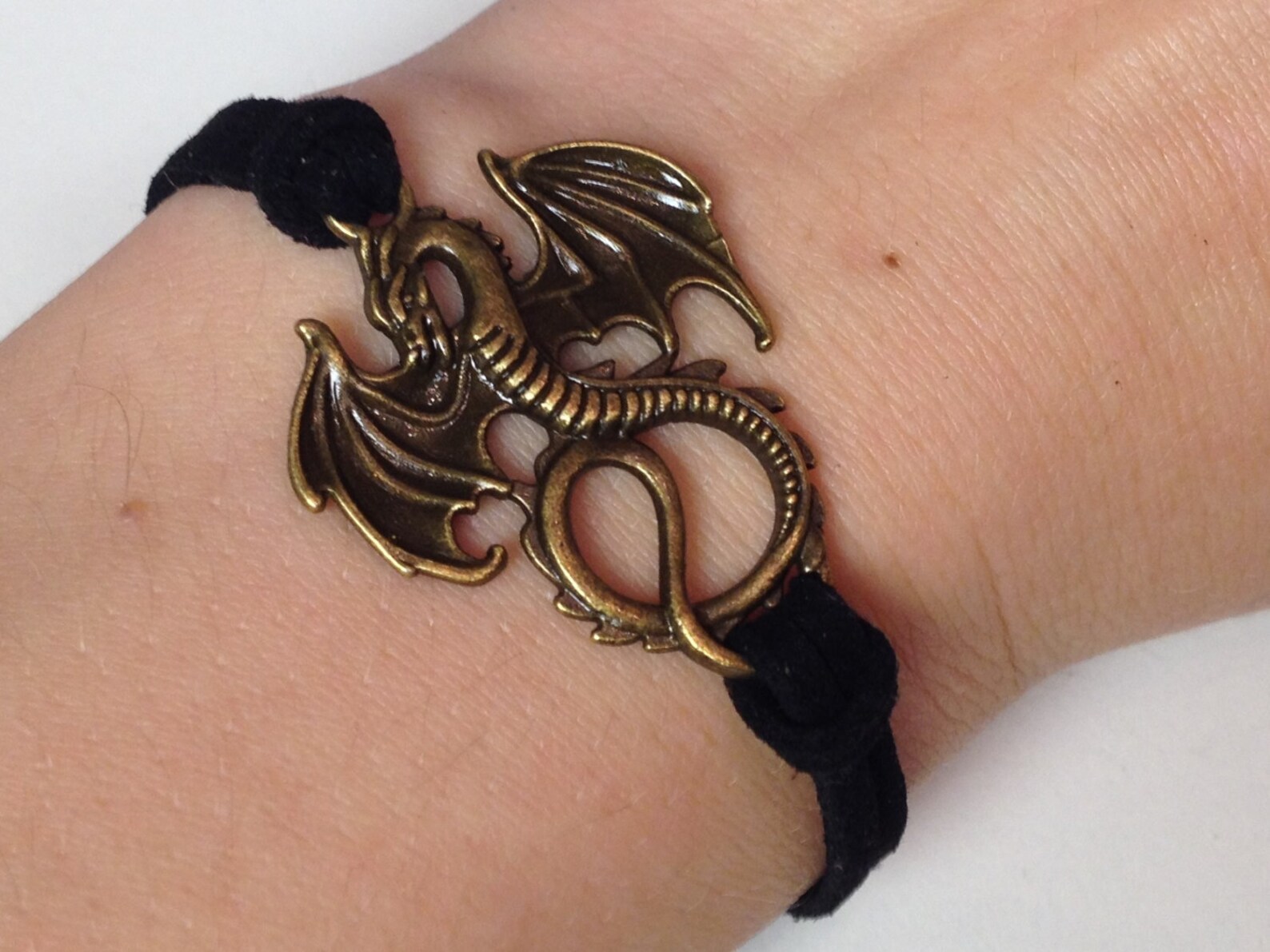 Bronze Dragon Bracelet 24 Color Suede Cord Dragon Charm Bracelet for ...