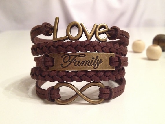 Love bracelet Family bracelet Infinity bracelet Dark Brown | Etsy