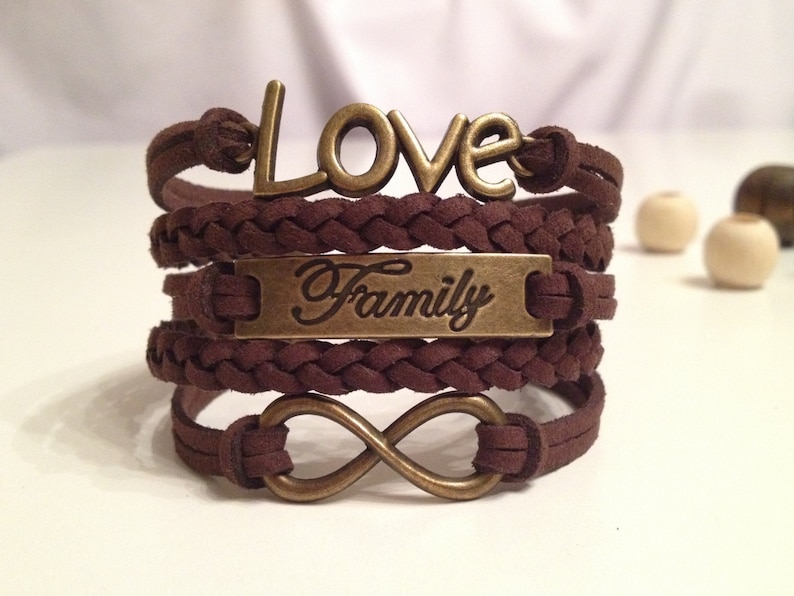 Love bracelet Family bracelet Infinity bracelet Dark Brown | Etsy