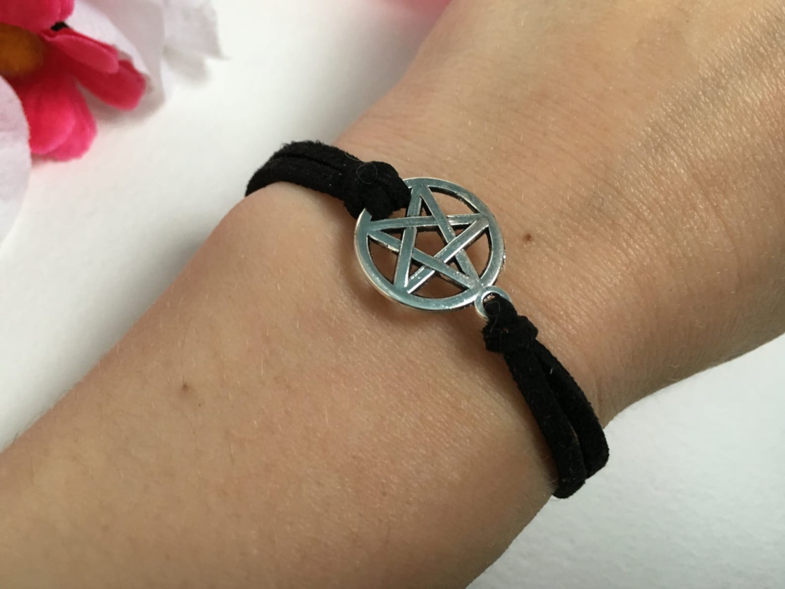 Small pentagram bracelet Pagan bracelet Silver pentagram | Etsy