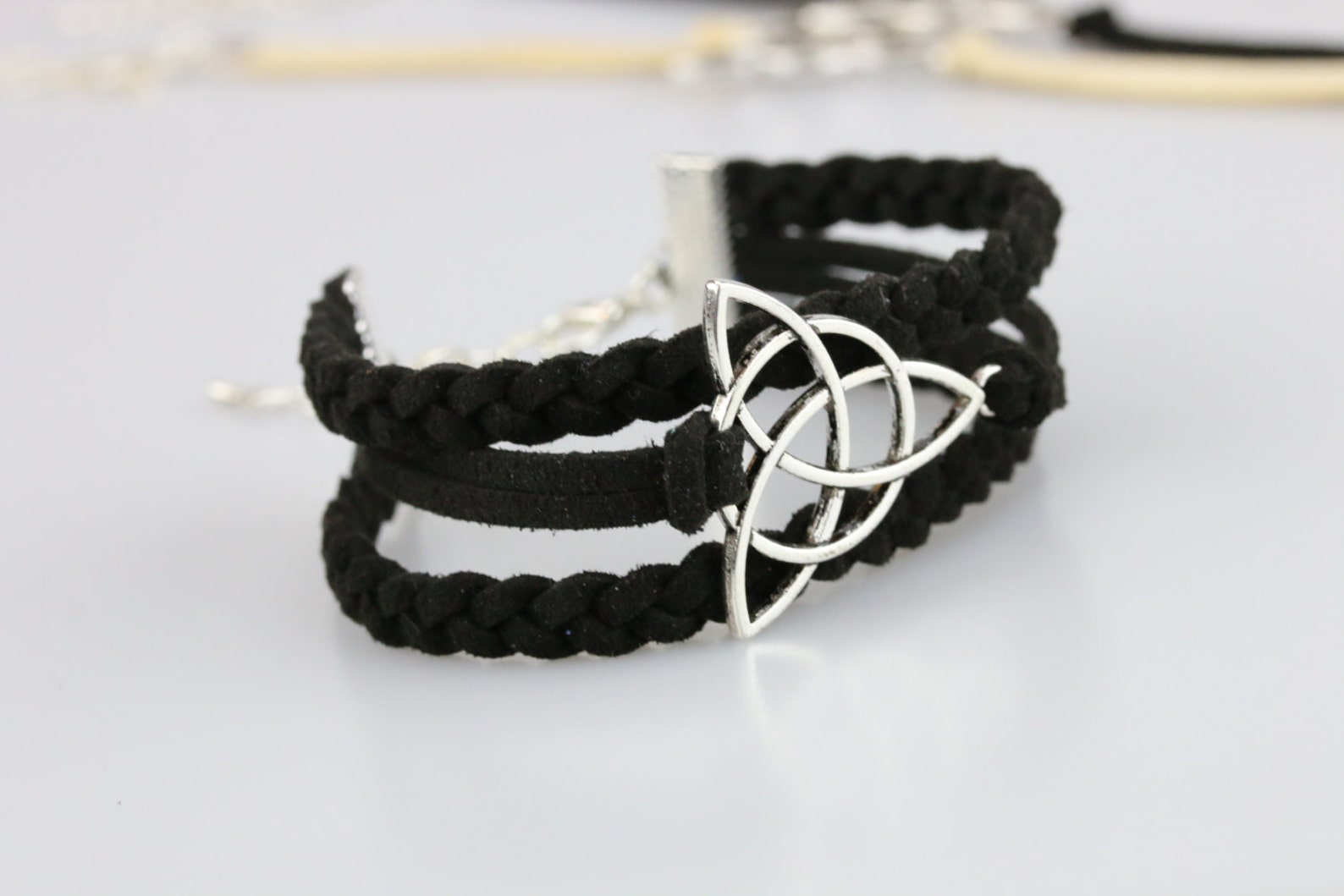 Celtic Trinity Knot Bracelet Silver Triquetra Charm Celtic Triangle ...