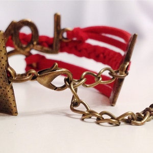Love Bracelet Infinity Bracelet Red Bracelet Charm Bracelet Antique ...