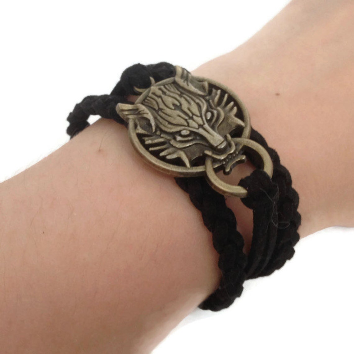 Wolf Head Bracelet Bronze Wolf Bracelet Black Wolf Bracelet - Etsy