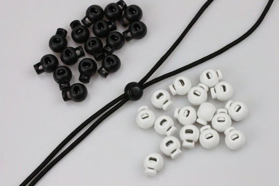 Plastic Cord Locks for 1/8 3/8 Inches Elastic Black White - Etsy