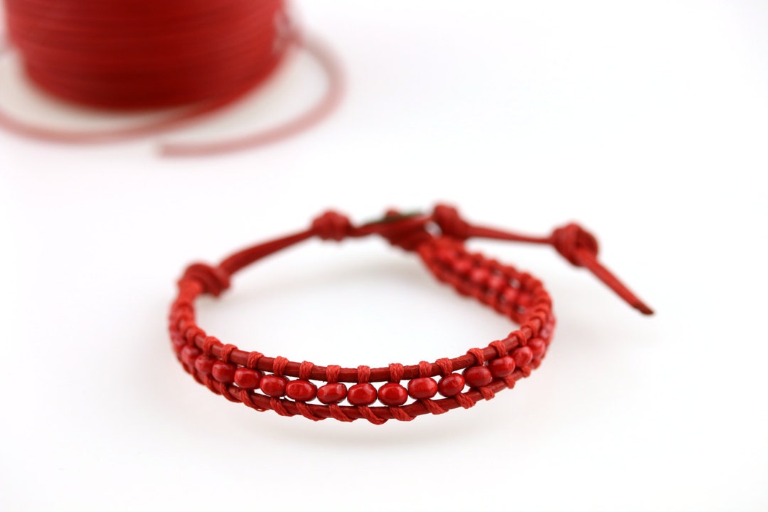 Red Beads Bracelet Women Wood Red Beads Red Friendship Bracelet Men Red ...