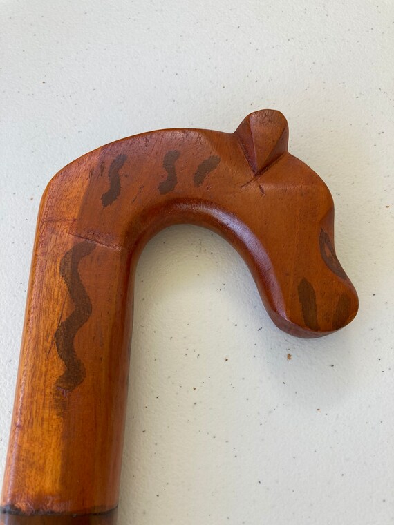 Walking Stick Cane Pony Head Hand Carved 36 Hard Wood - Etsy