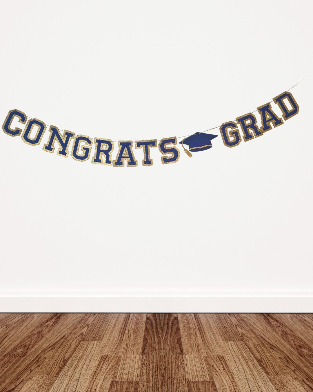 Congrats Grad Banner – Glitter Outline Letters, Graduation Party ...
