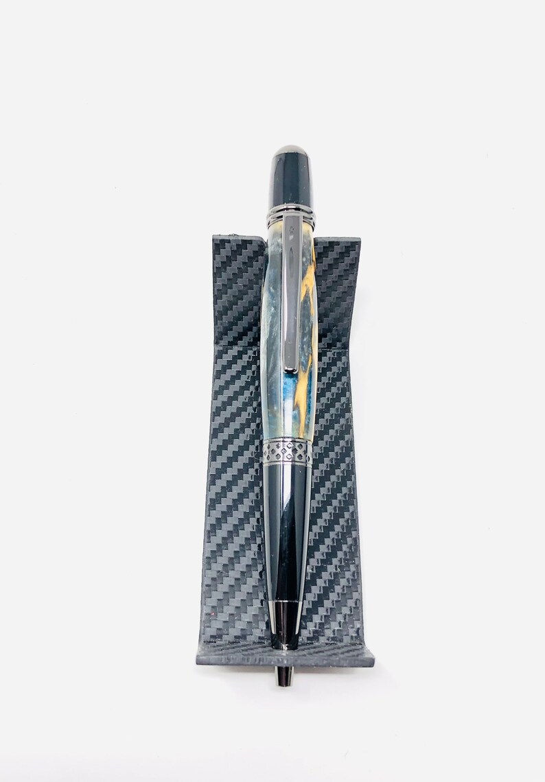 Ballpoint Pen Handturned, Cholla Wood in Blue and Gunmetal Resin ...