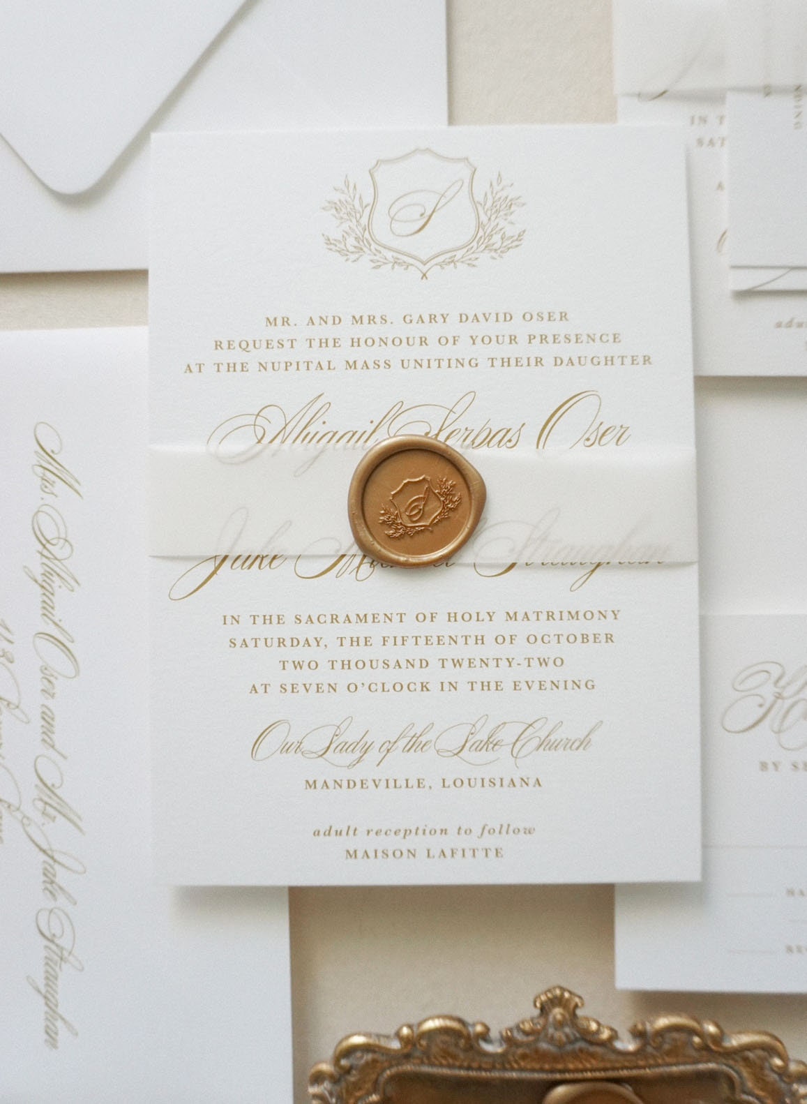 Classic Wedding Invitation Suite, Printed Invitation Set With Wax Seals ...