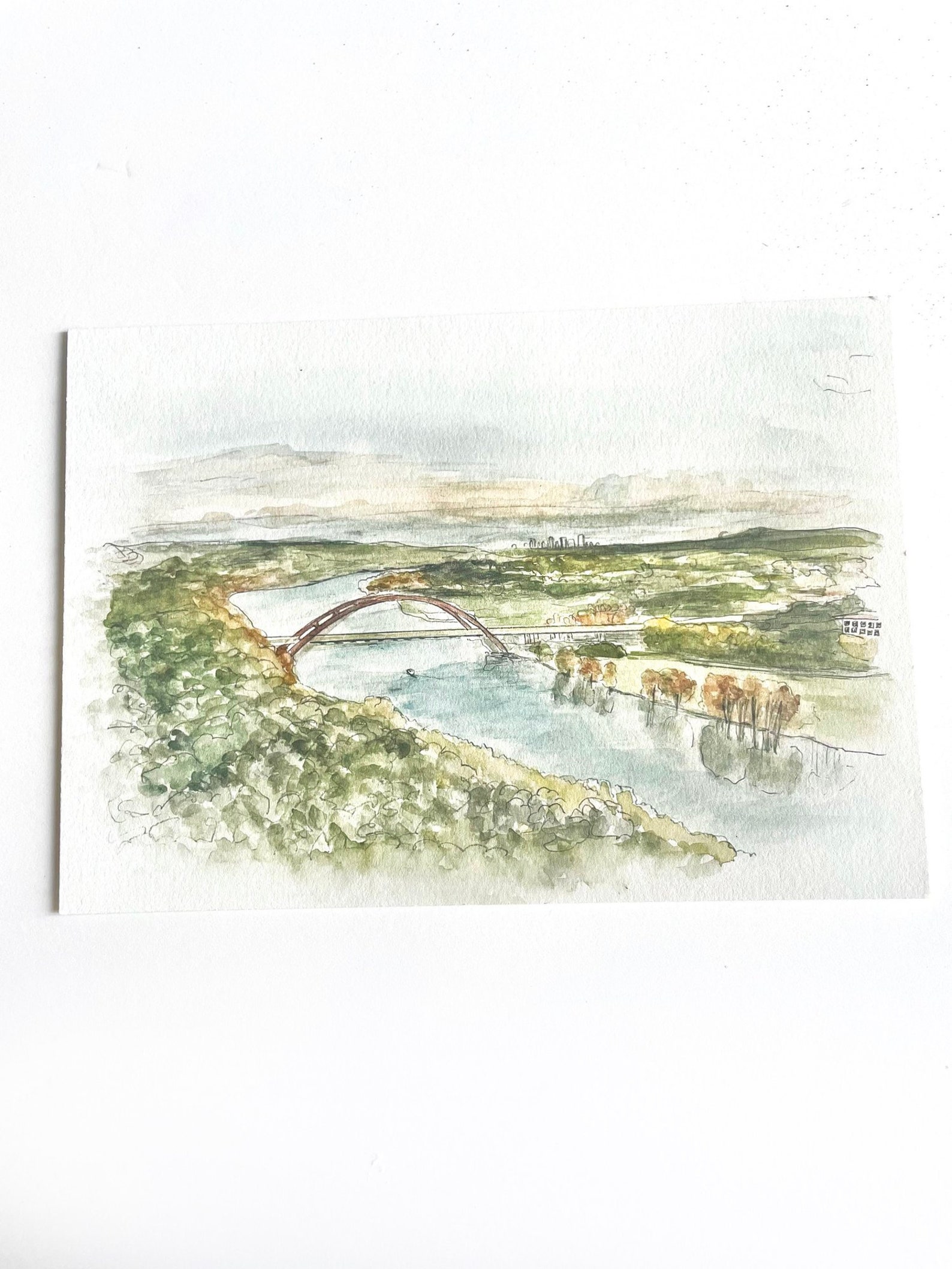 Austin 360 Bridge Watercolor - Etsy