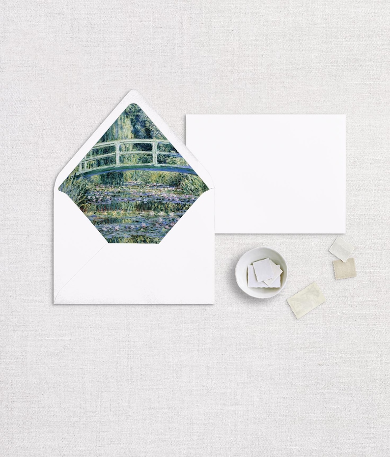 Monet Water Lilies and Japanese Bridge (1899) Famous Painting, Envelope ...