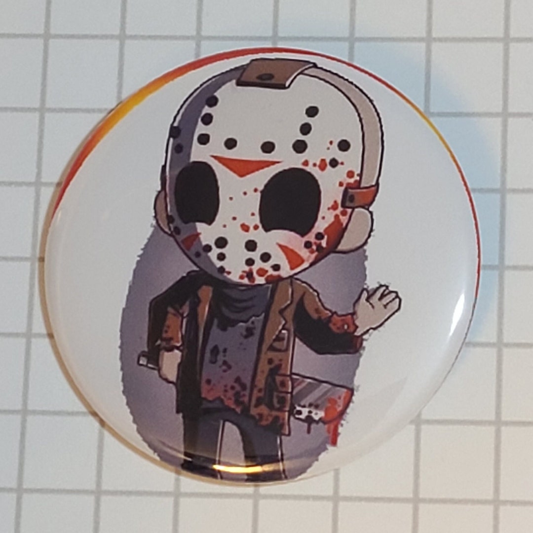 Fan Art - Friday 13th Jason Inspiring Art Pin Back Button - Fan Button ...