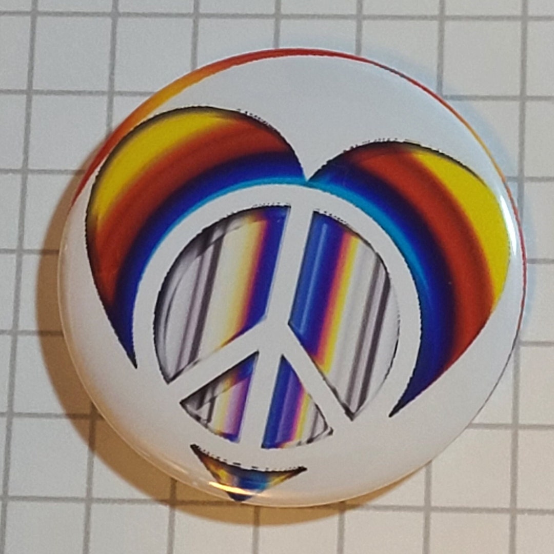 Fan Art Peace and Love Heart Magnet Button Design 2.25 - Etsy