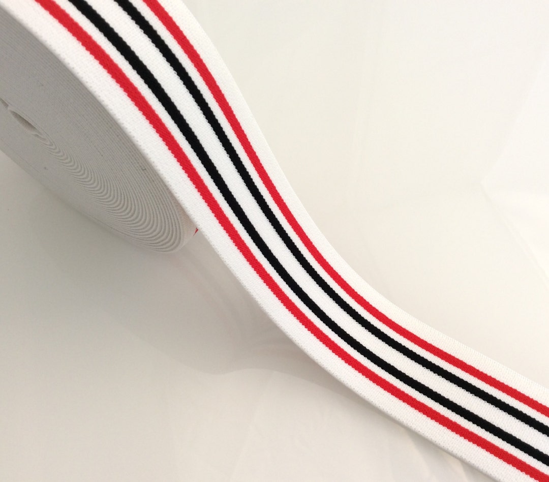 Fancy Elastic Colored Striped Elastic by the Yard Size 1 9/16 4cm Large ...