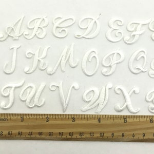 Iron on Embroidered Cursive Letters White Applique Craft Supplise Diy ...