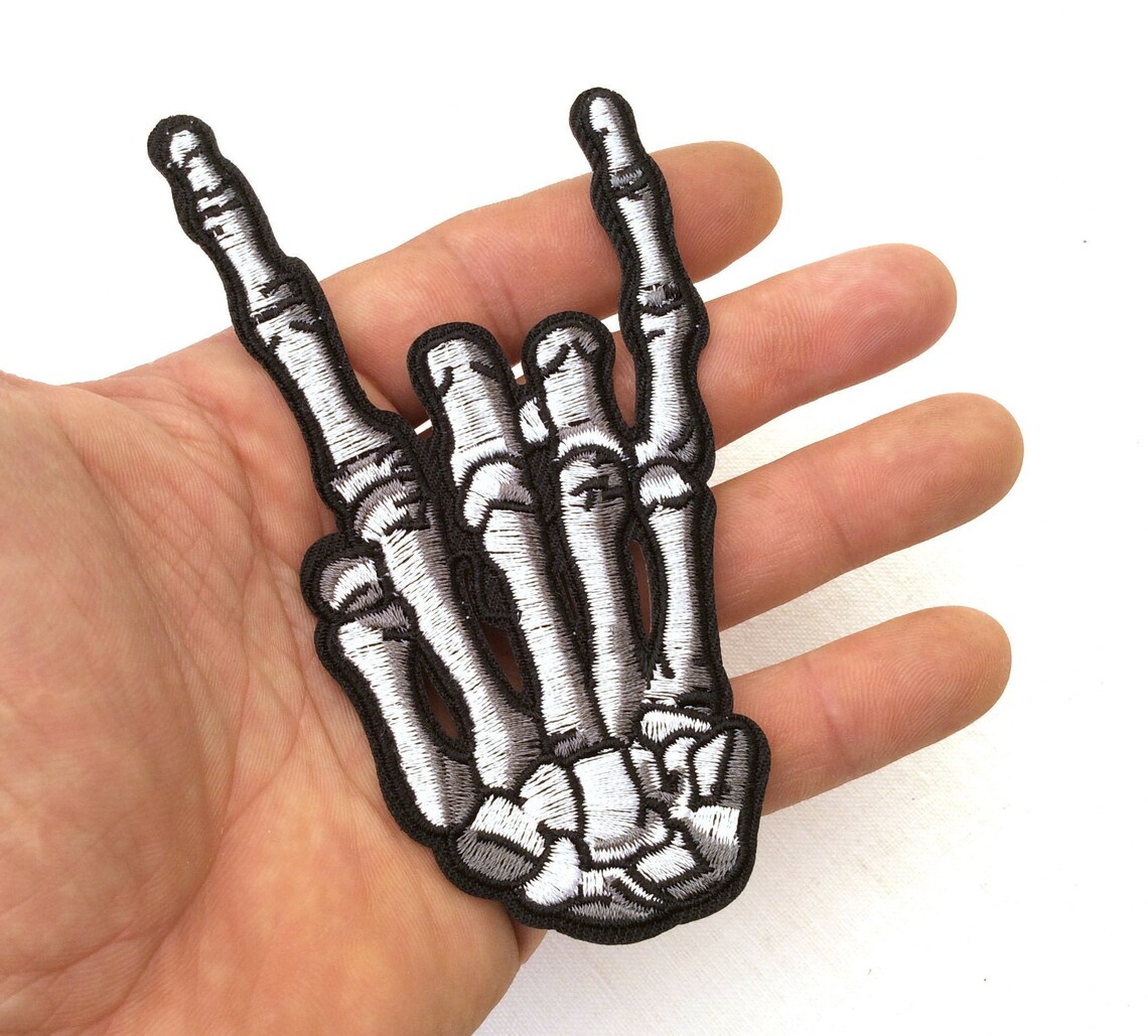 Patch Biker Skull Skeleton Hand Embroidered Punk Rock - Etsy