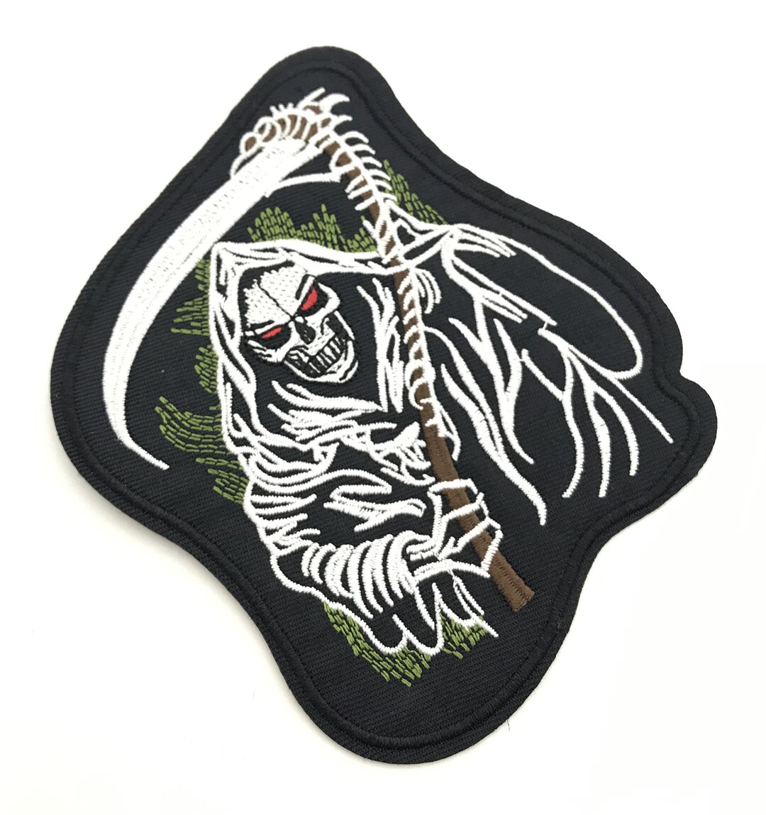 Skull Grim Reaper Patch ,skeleton Patches Punk, Badge Biker,diy Embroidered,applique Gift for ...