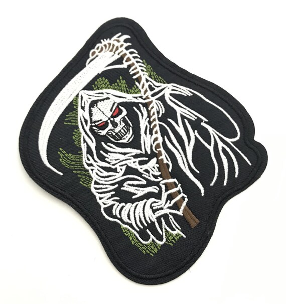 Skull Grim Reaper Patch skeleton Patches Punk Badge | Etsy