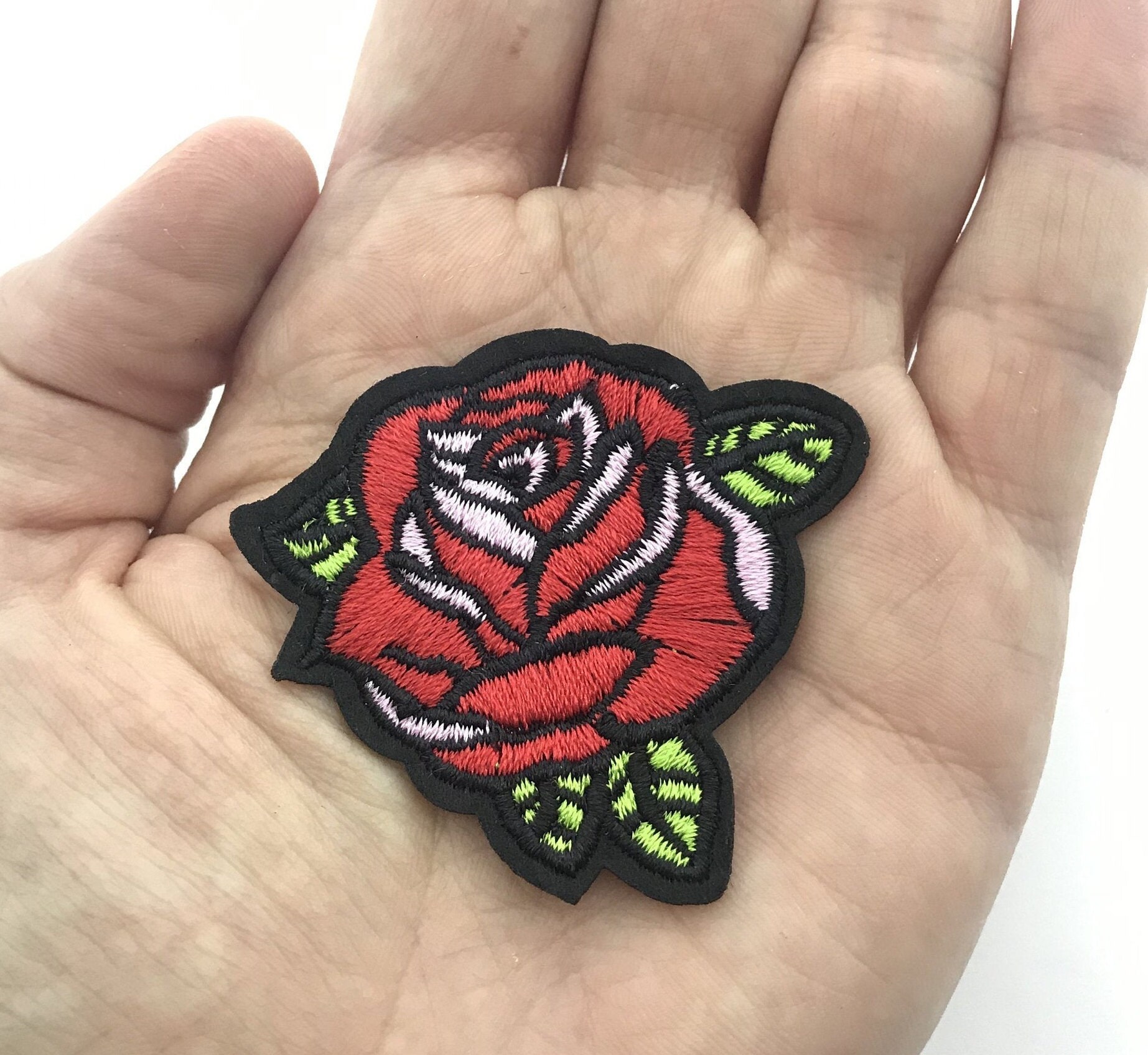 Iron on Embroidered Roses Red Flower Patch Applique Style - Etsy