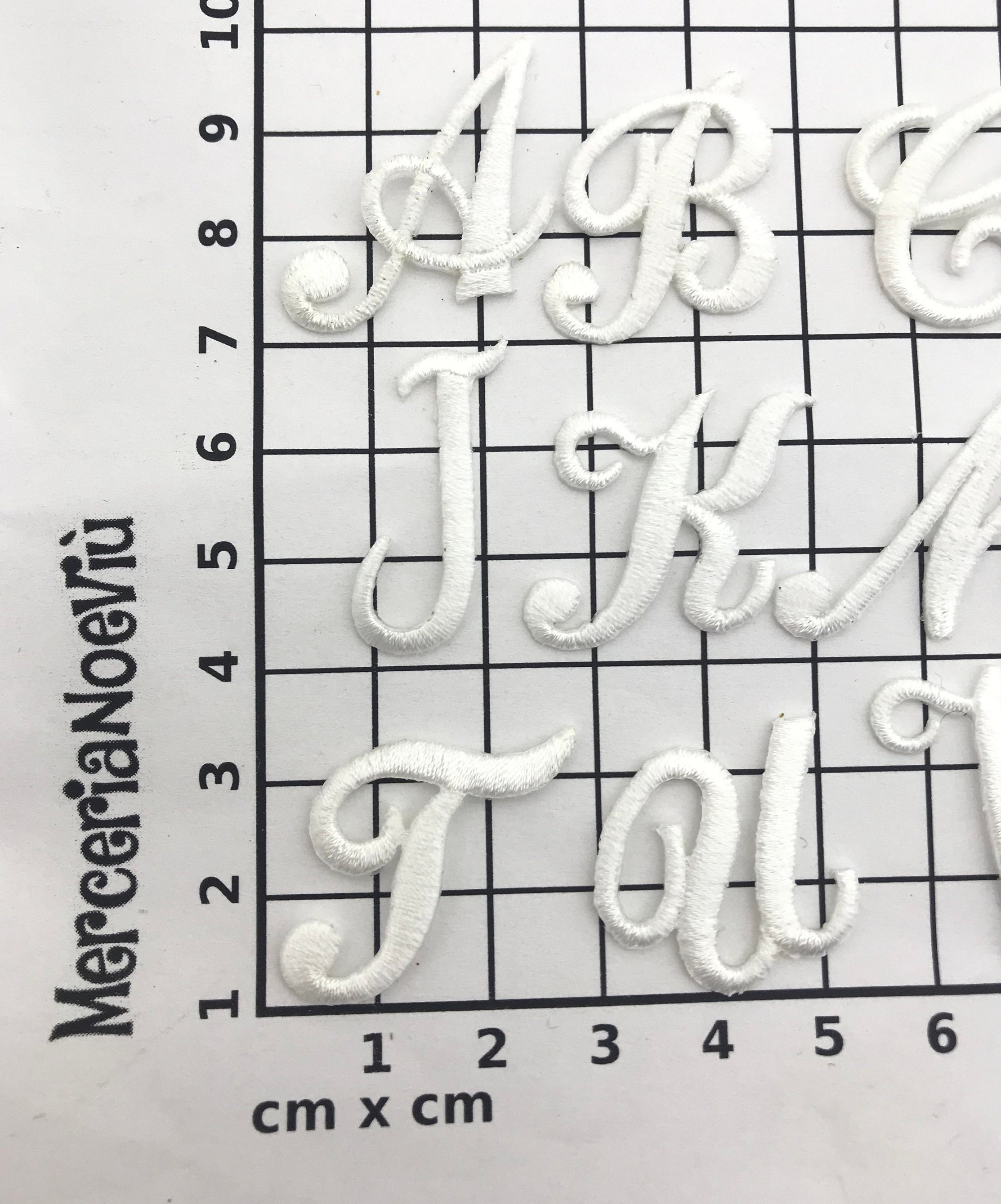 Iron on embroidered cursive letters white applique craft | Etsy