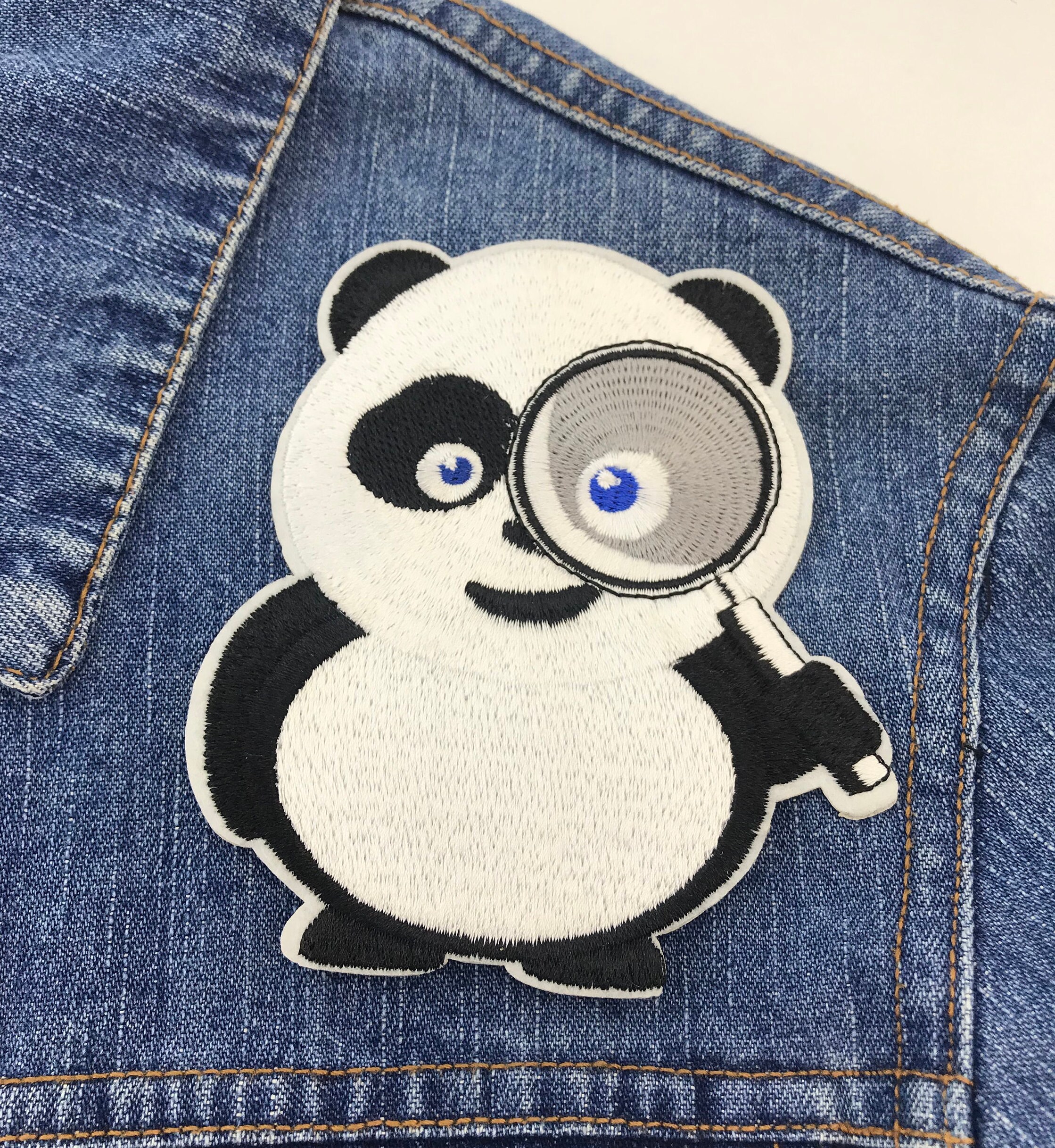 1 iron on patch large panda patches embroidered diy animal | Etsy