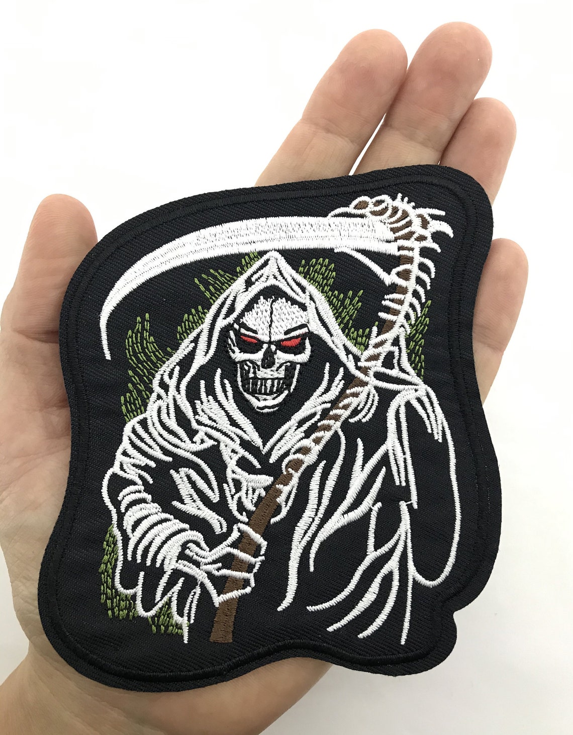 Skull Grim Reaper Patch skeleton Patches Punk Badge - Etsy