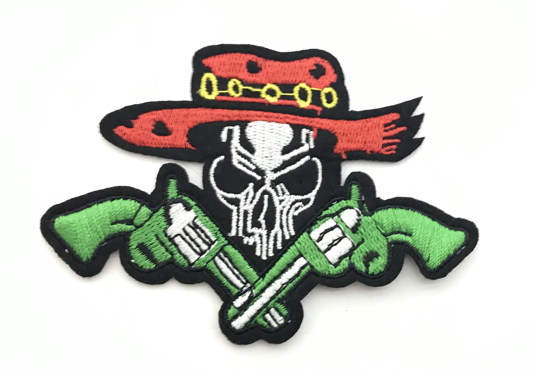 Gunslinger Skull Patch Skeleton Patches Punk Badge Gun Diy - Etsy UK