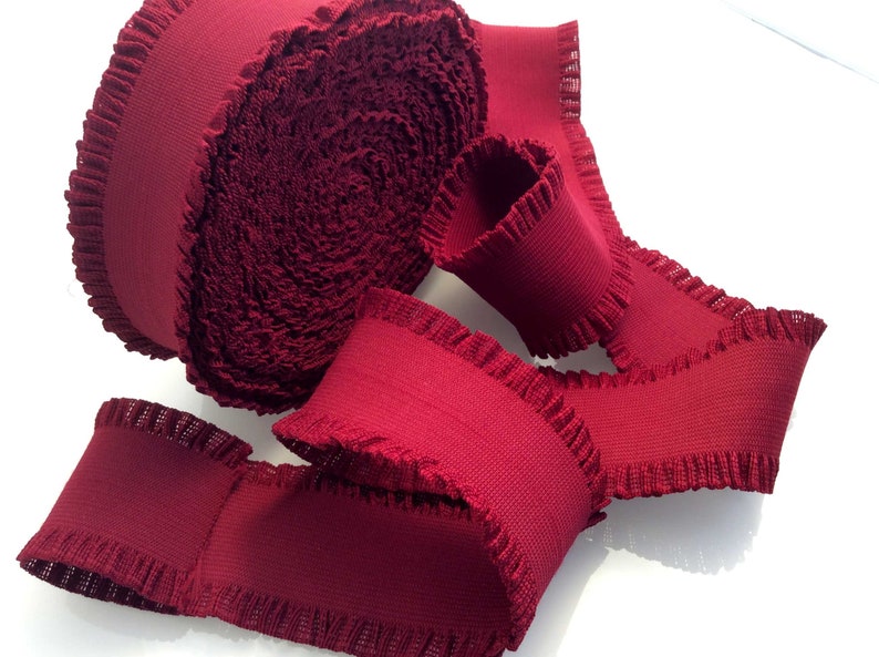 Dark Red Elastic Ribbon by the Yard Fancy Elastic Trim Size - Etsy