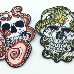 Skull Snake Patch ,skeleton Octopus Patches Punk , Badge Diy ...