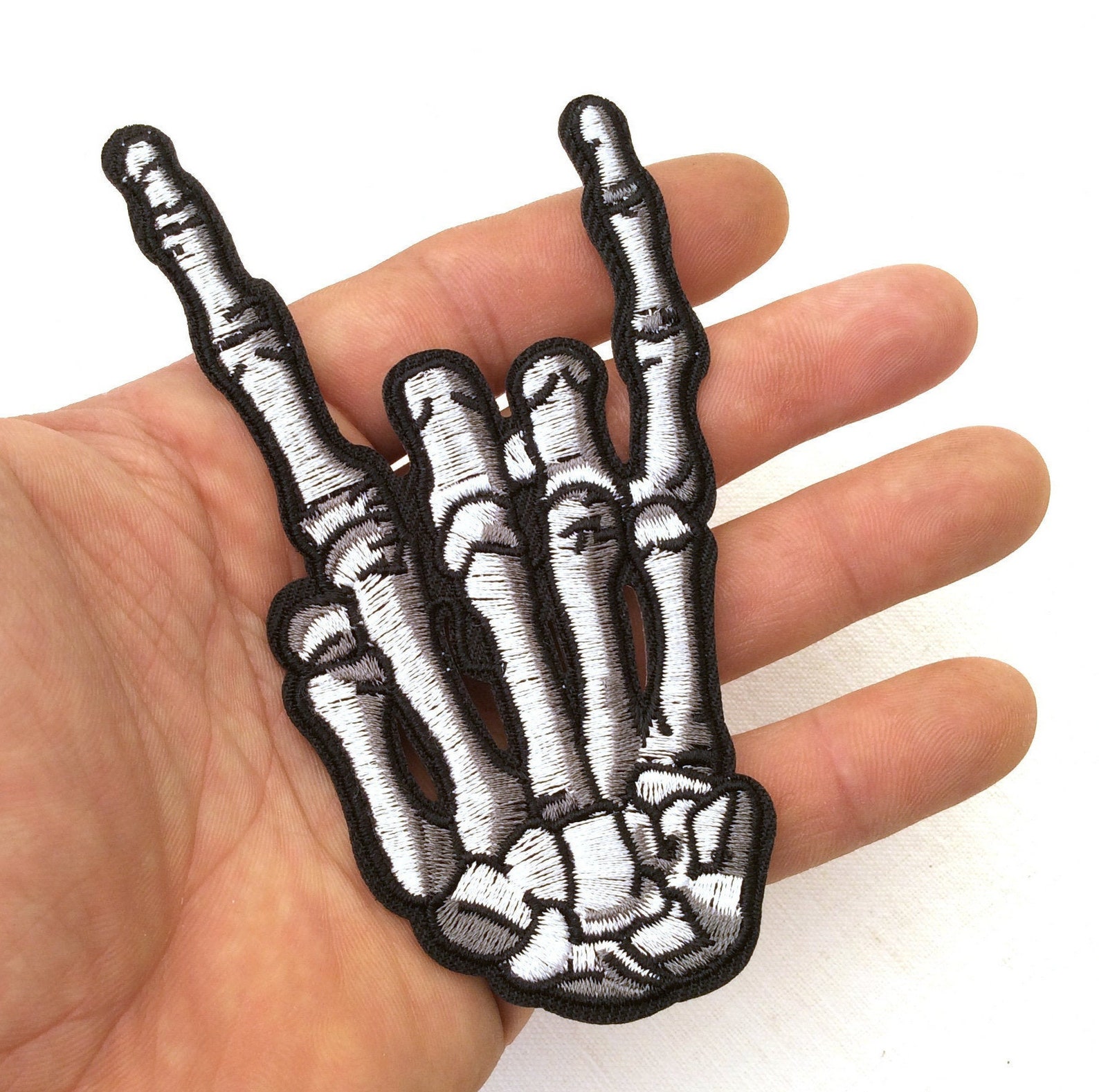 Patch Biker Skull Skeleton Hand Embroidered Punk Rock - Etsy