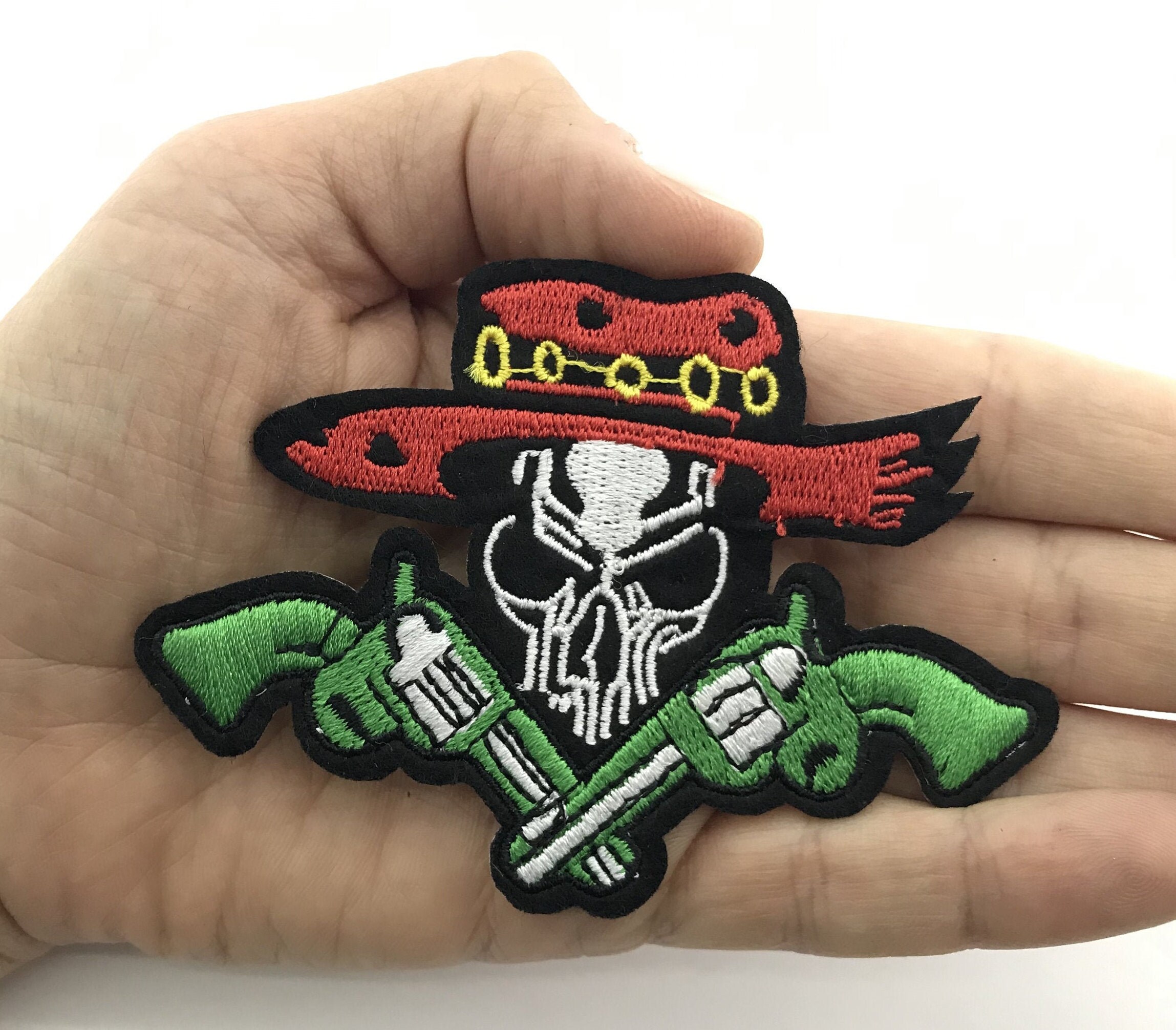 Gunslinger Skull Patch Skeleton Patches Punk Badge Gun Diy - Etsy