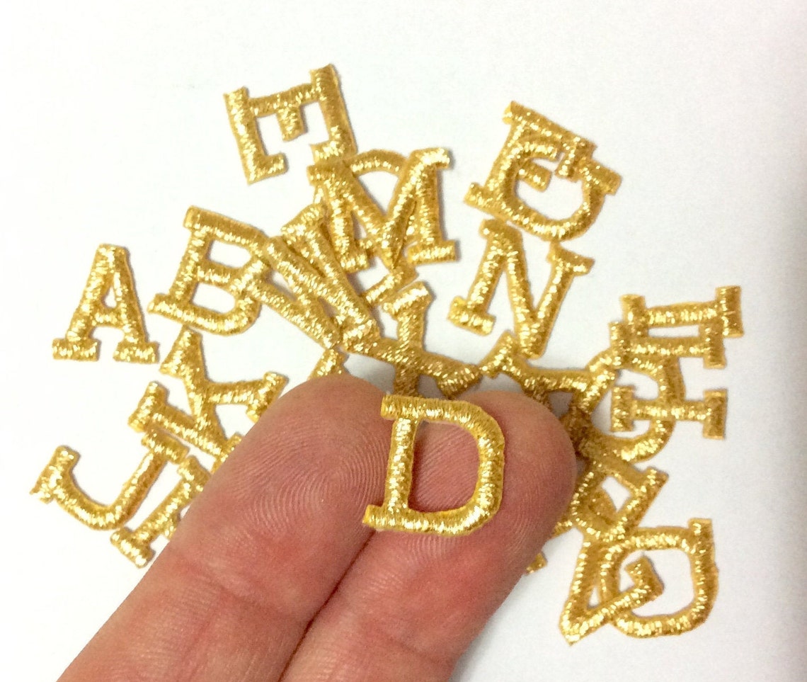 Iron on Embroidered Letters Gold Embroidery Applique Letters - Etsy